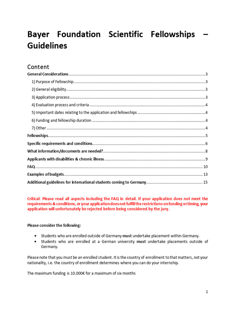 2025 Guidelines Scientific&C&H Fellowships en | PDF | Cost Of Living | Science