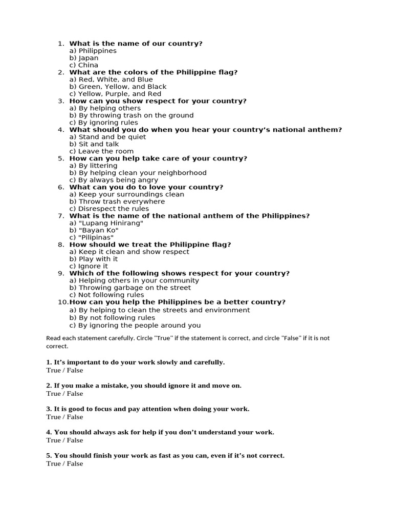 Grade 1 exam values | PDF