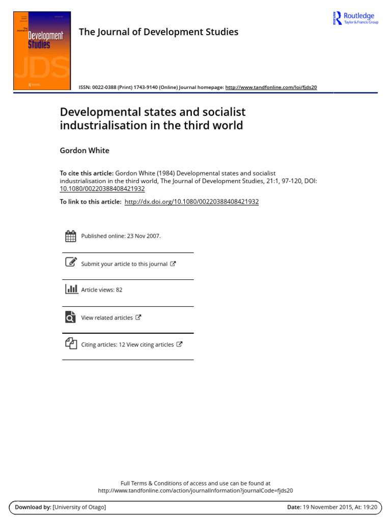 Developmental States and Socialist Industrialisation in The Third World ...