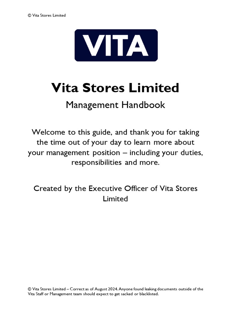 Vita Management Handbook | PDF