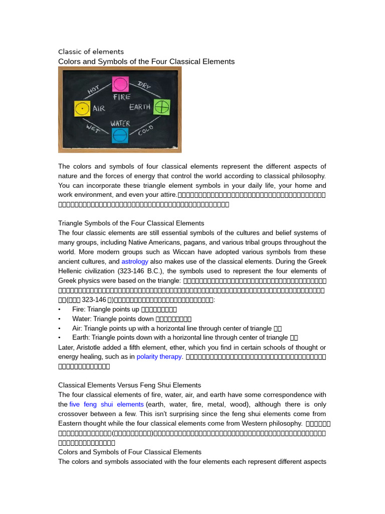 Symbols and Colors of Classical Elements | PDF