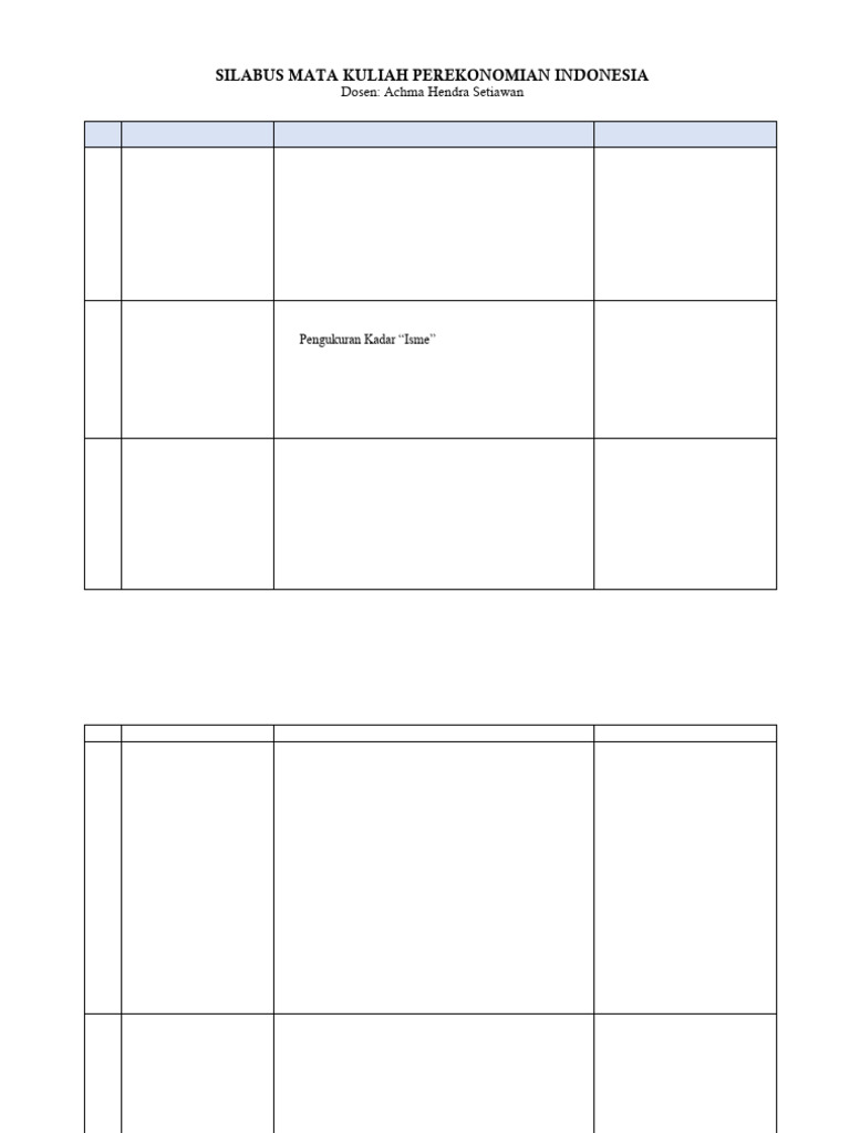 Silabus Perekonomian Indonesia - AHS - 2023 | PDF