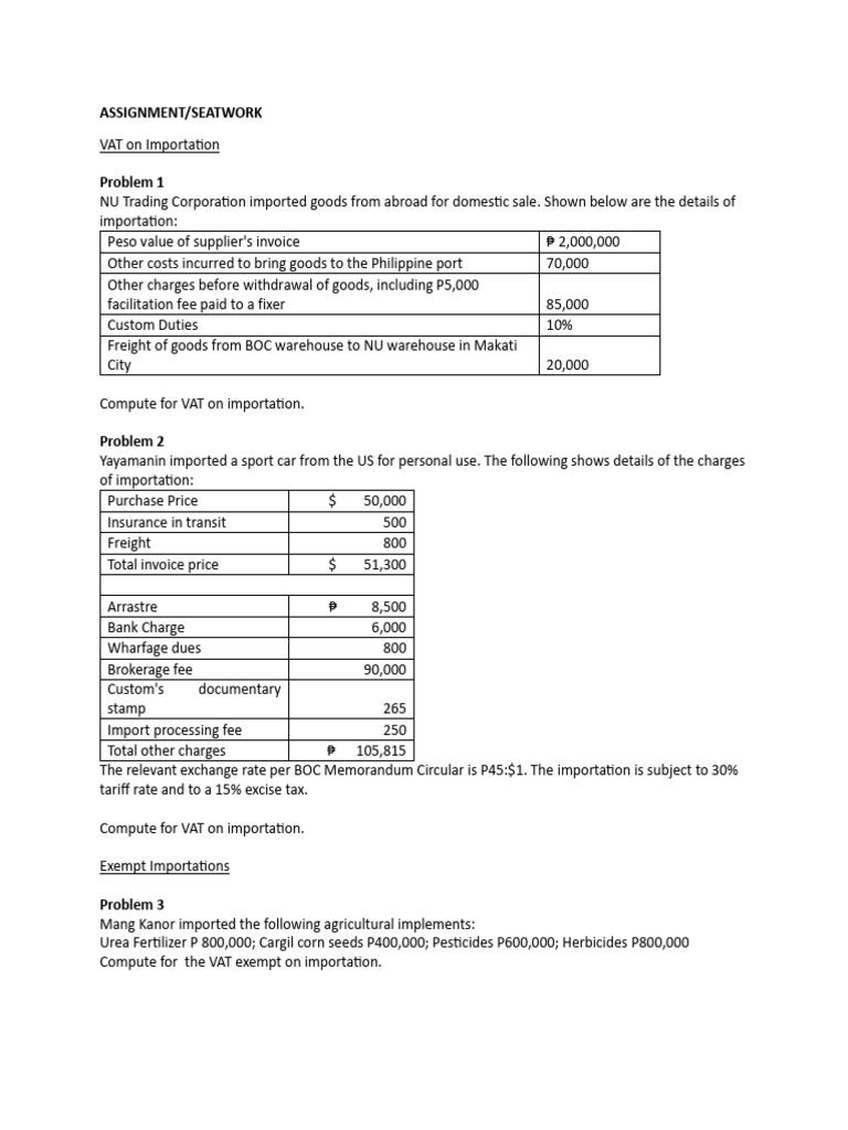 VAT Computation on Importation and Sales | PDF | Value Added Tax | Taxes
