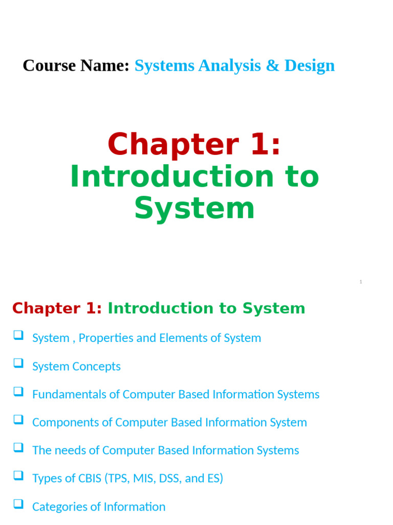 Class Chapter-1 an Overview of Information Systems | PDF | System ...