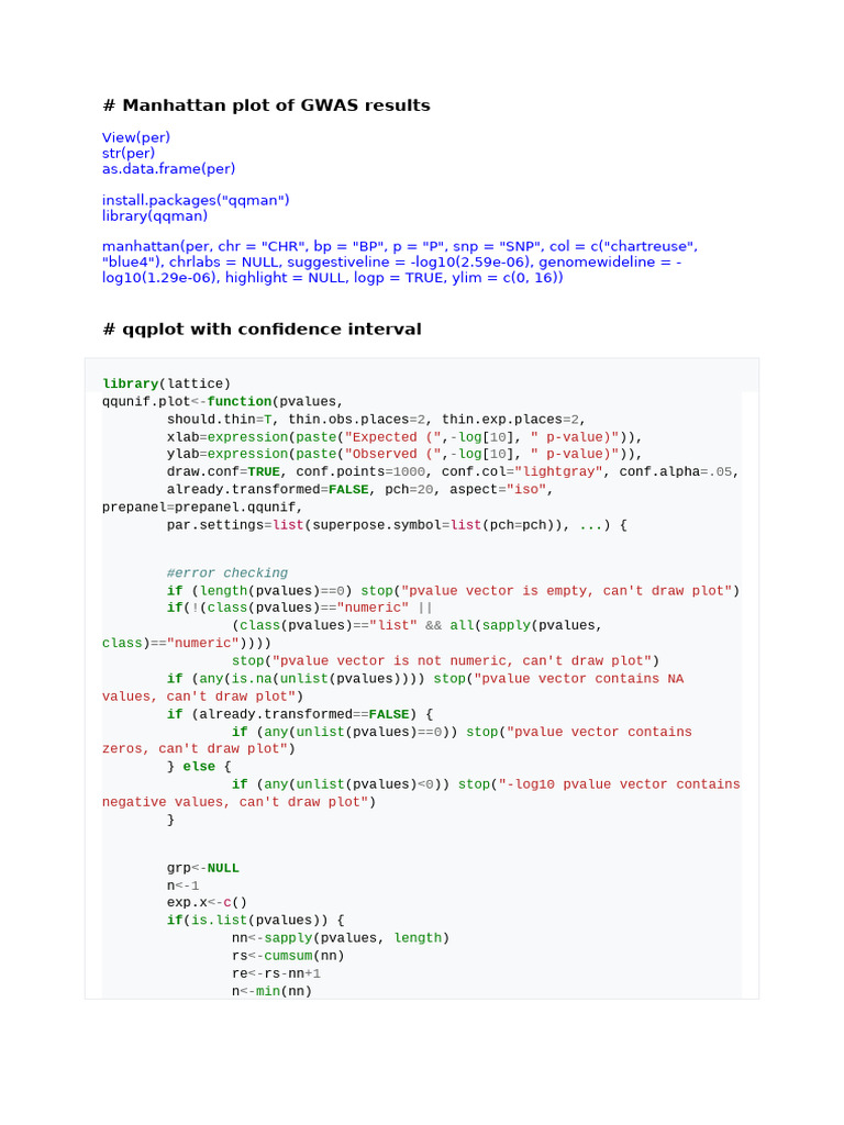 Manhattan Plot of GWAS Results - Codes | PDF | Genetics