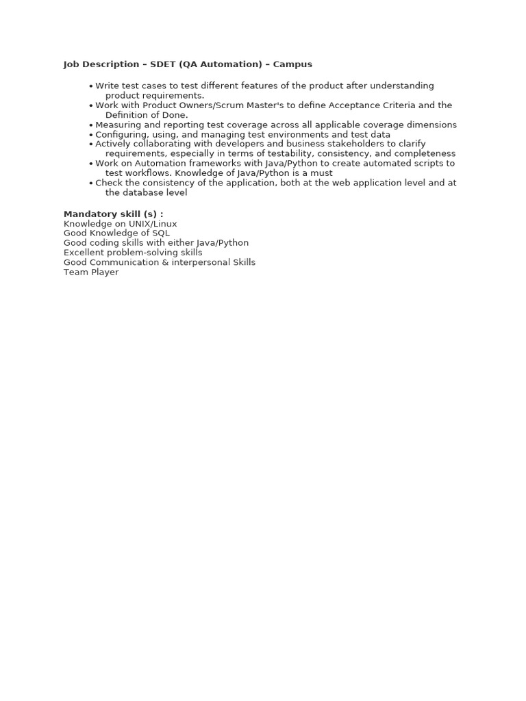 SDET Role for Aspiring QA Engineers | PDF