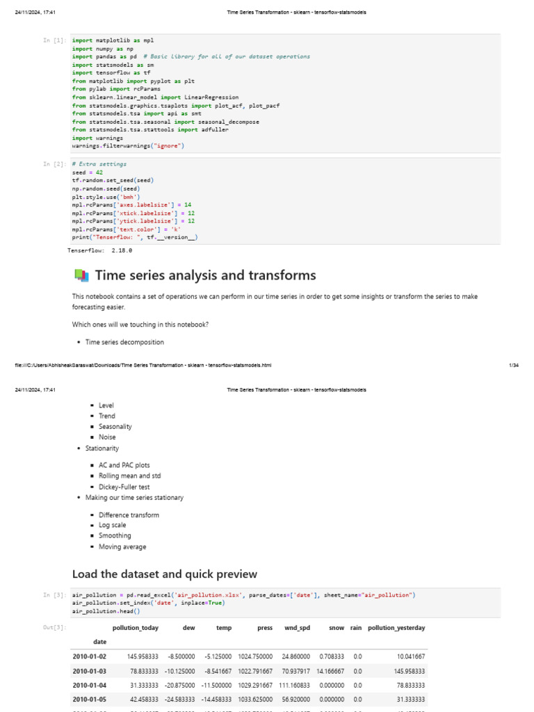 Time Series Transformation | PDF | Stationary Process | Time Series