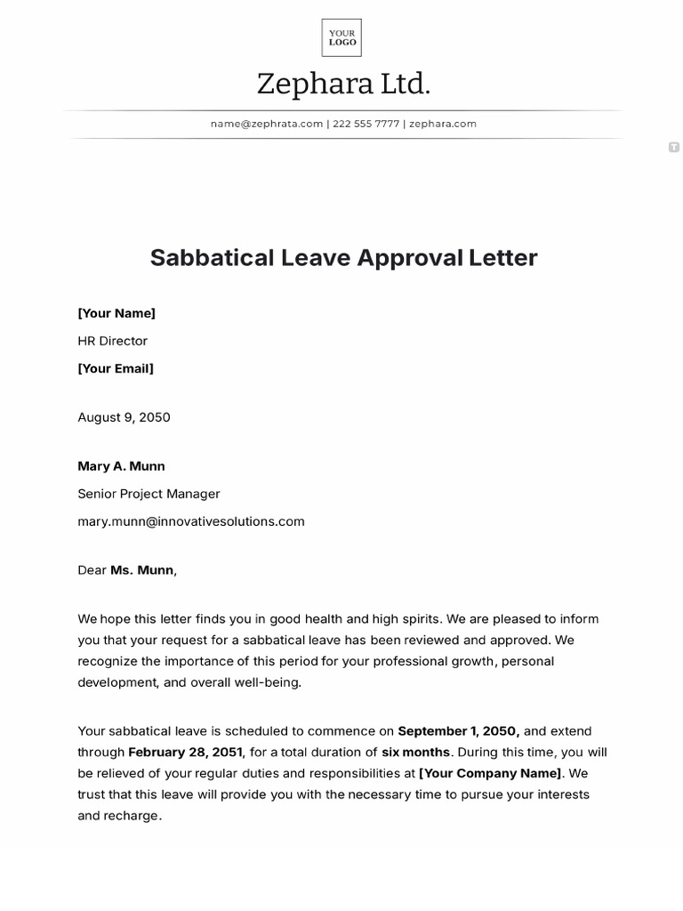 Sabbatical Leave Approval Letter Template | PDF