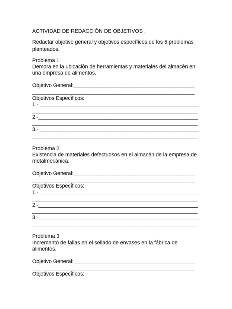 Actividad de Objetivos | PDF