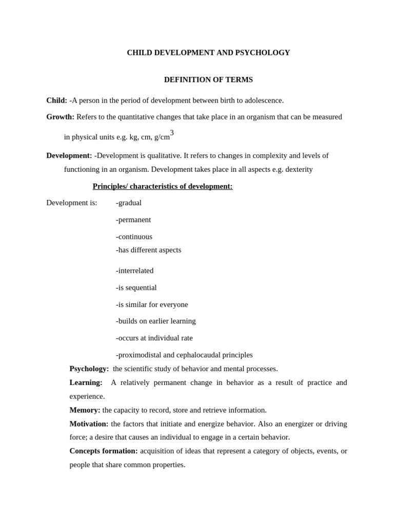 Child Development and Psychology Overview | PDF | Psychology | Hypothesis