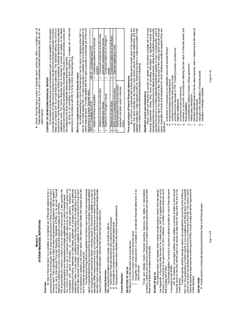 Module 5 Interim Reporting Printable | PDF