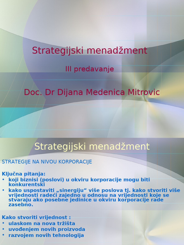 1616 - Strategijski Men - V I VI PREDAVANJE | PDF