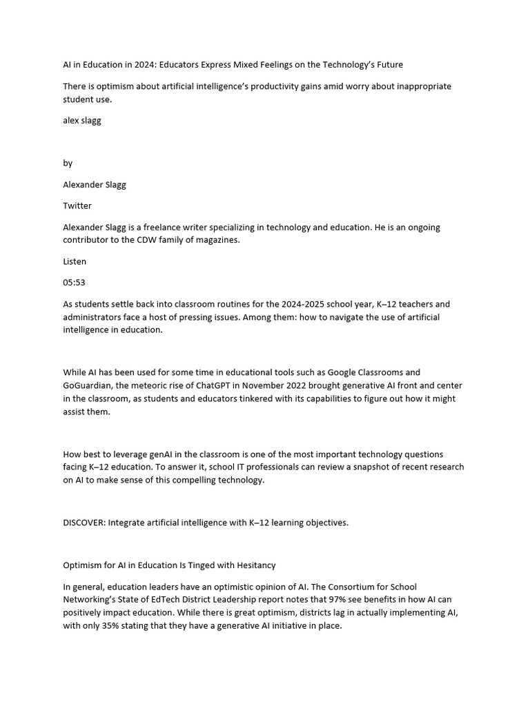 Ai In Education In 2024 Pdf Artificial Intelligence Intelligence