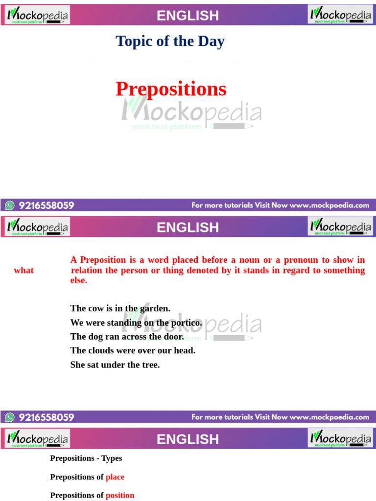 Prepositions - Theory | PDF | English Language