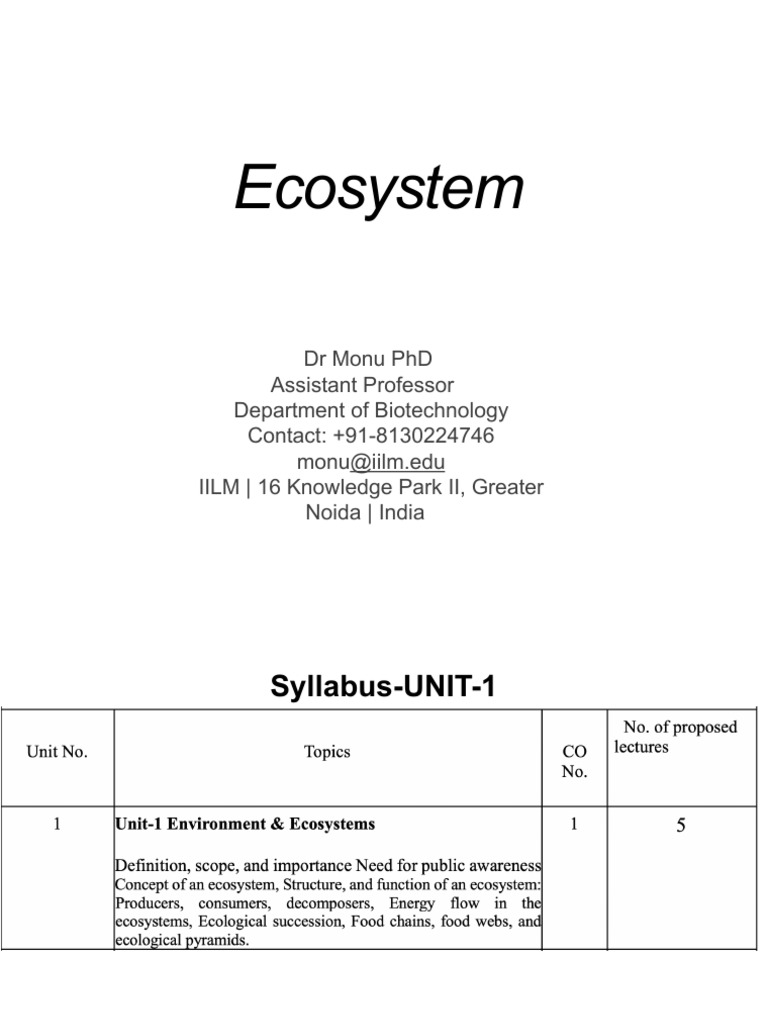 Unit 1 Topic 2- Ecosystem-PPT-UNIT 1 | PDF | Ecosystem | Grassland