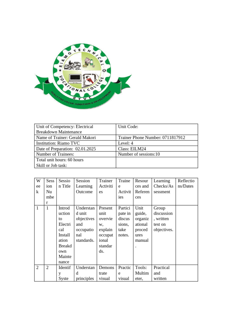 Electrical Breakdown Maintenance Course | PDF