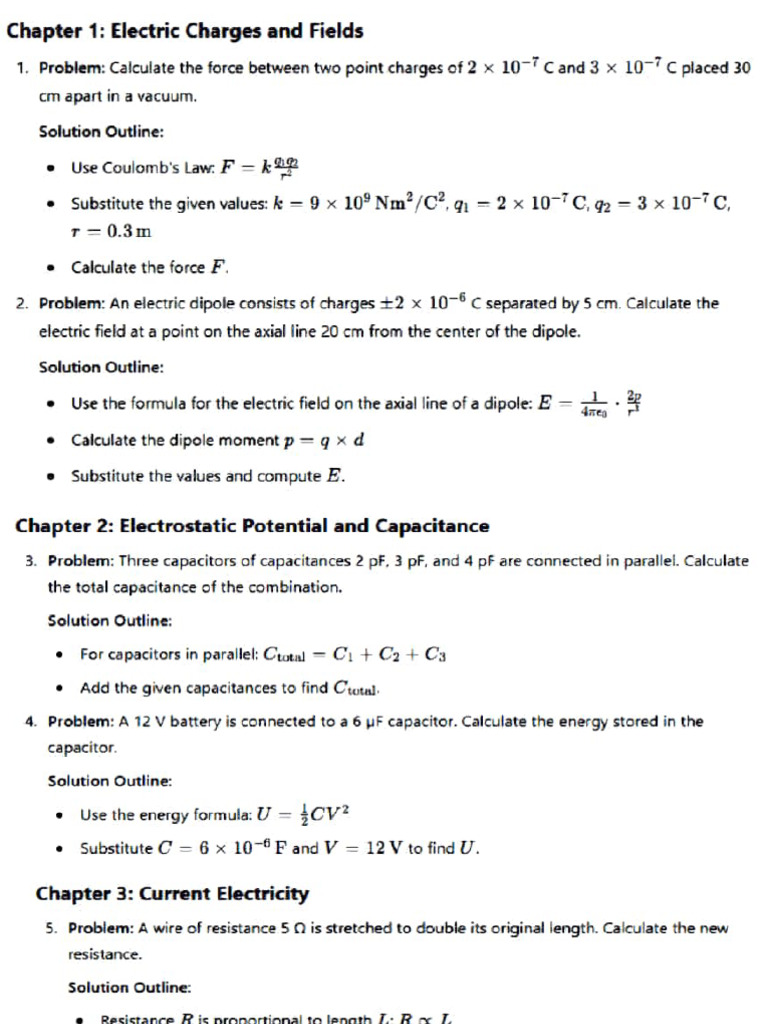 Physics Most Important Numericals | PDF | Diffraction | Electrical ...