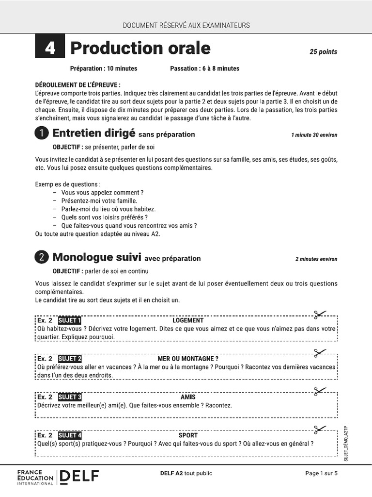 Production Orale A2 | PDF