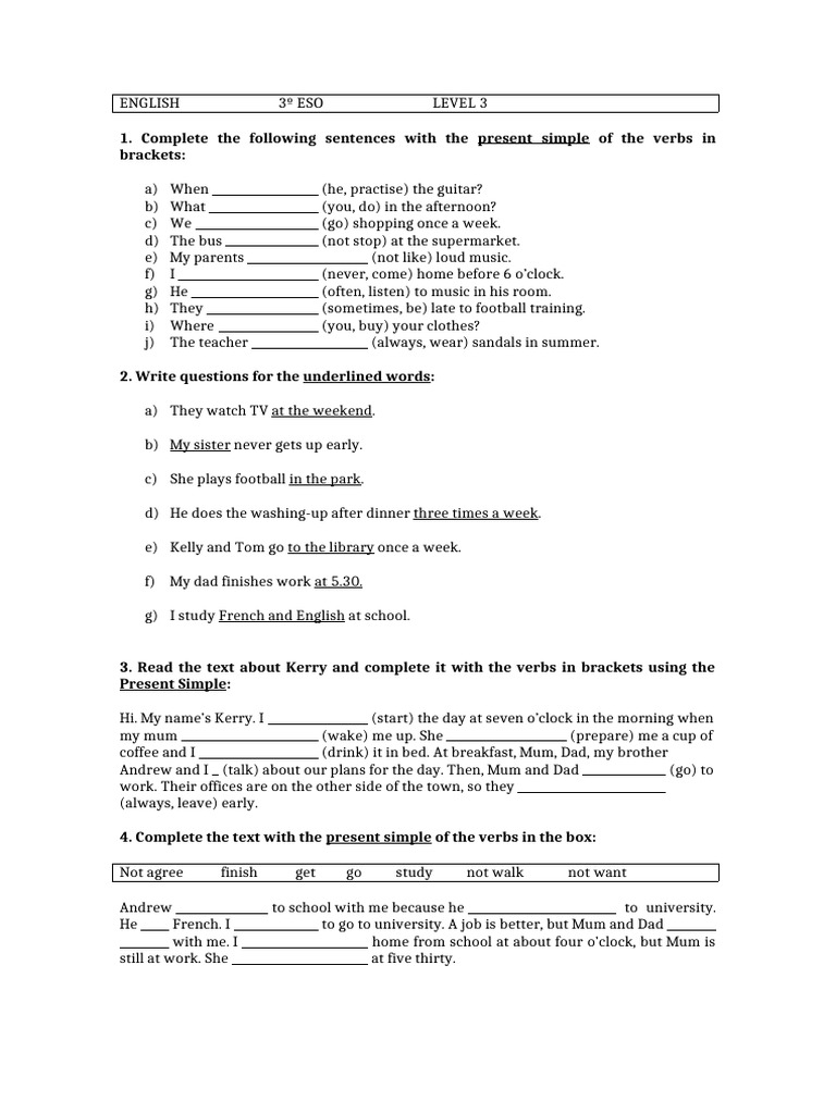 Unit 1_3ESO-PrSimple | PDF