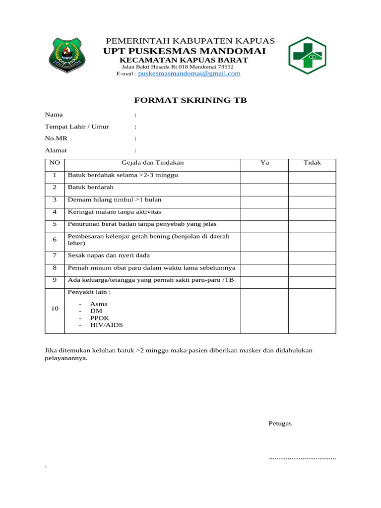 Format Skrining TB | PDF