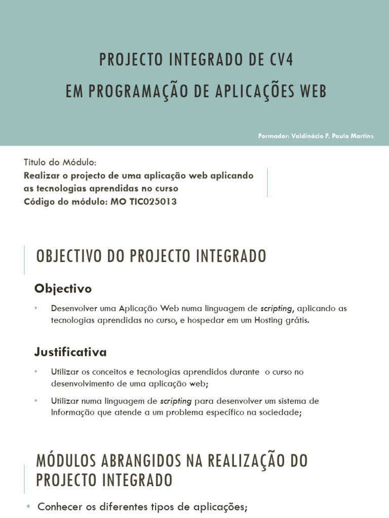 Especificacao do projecto integrado cv5 | PDF | Internet e Web | Rede mundial de computadores