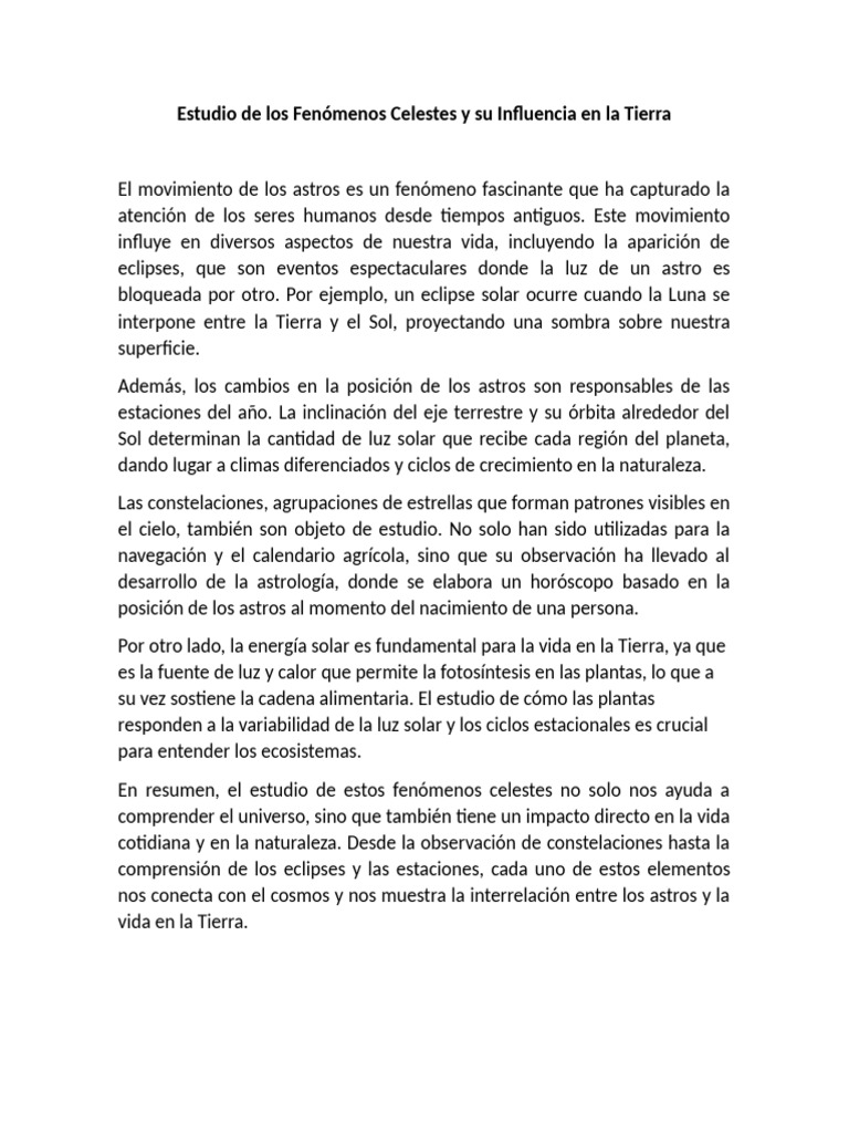 Fenómenos Celestes y su Impacto en la Tierra | PDF