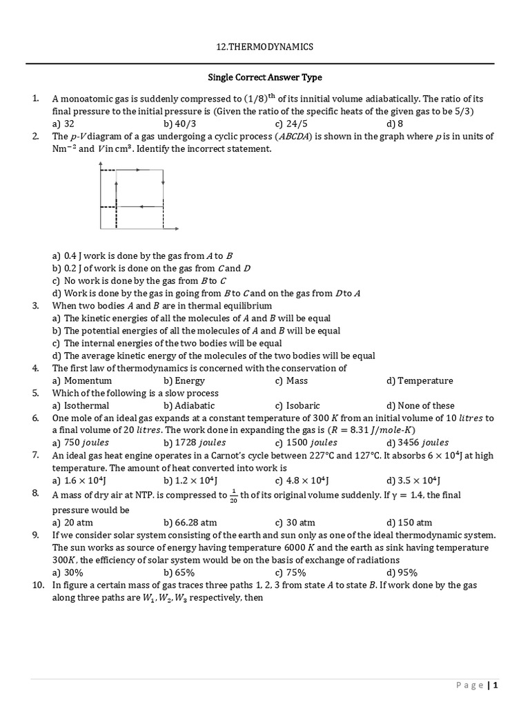Thermodynamics 1 | PDF | Gases | Heat