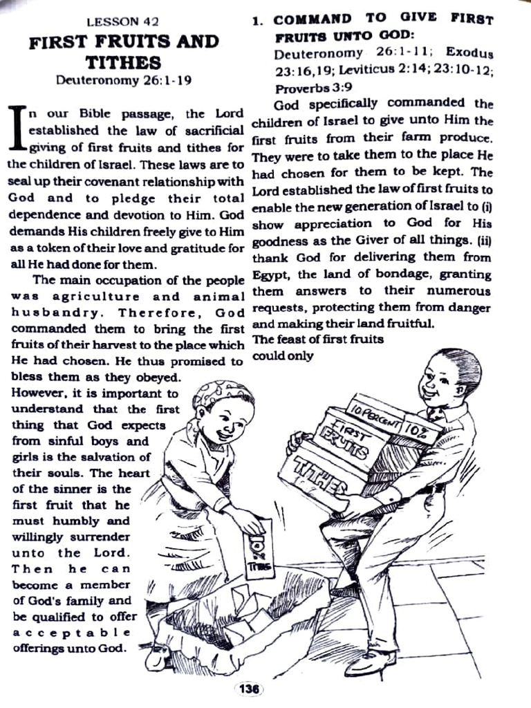 CHILDREN STS_ FIRST FRUITS AND TITHES | PDF | Book Of Deuteronomy | Tithe