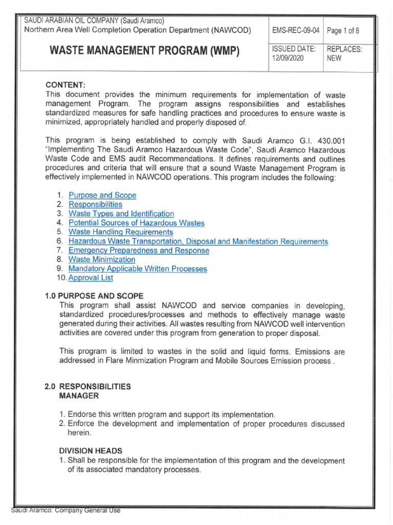 EMS REC 09 04 Waste Managment Program | PDF