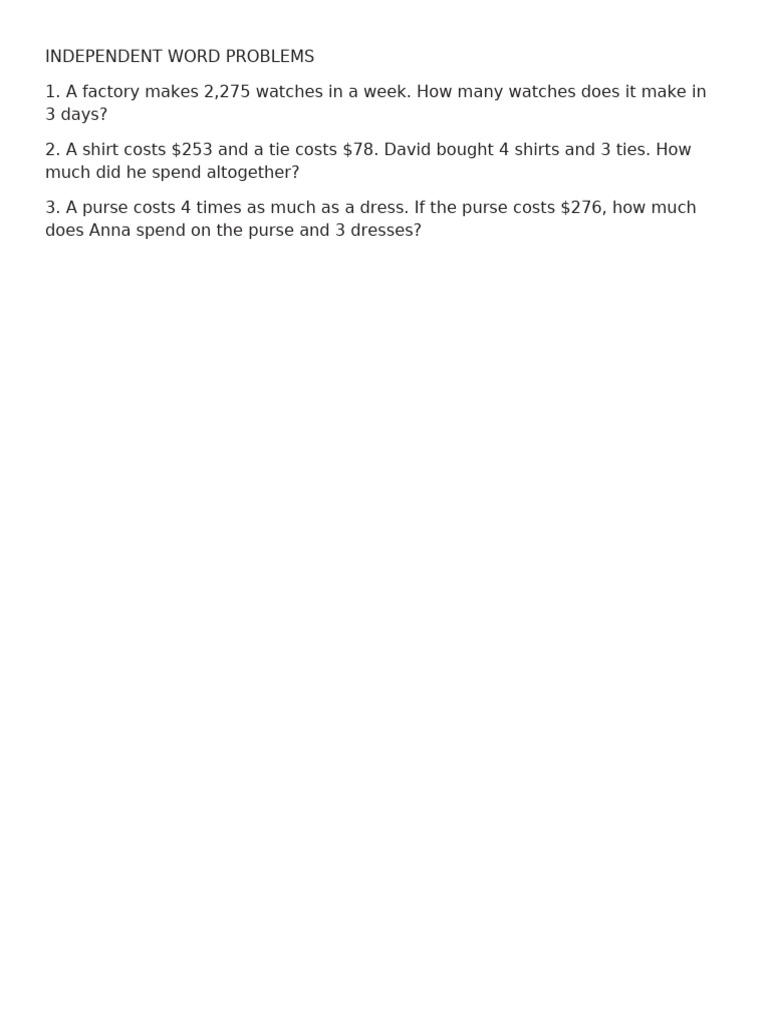 word problem | PDF | Camping