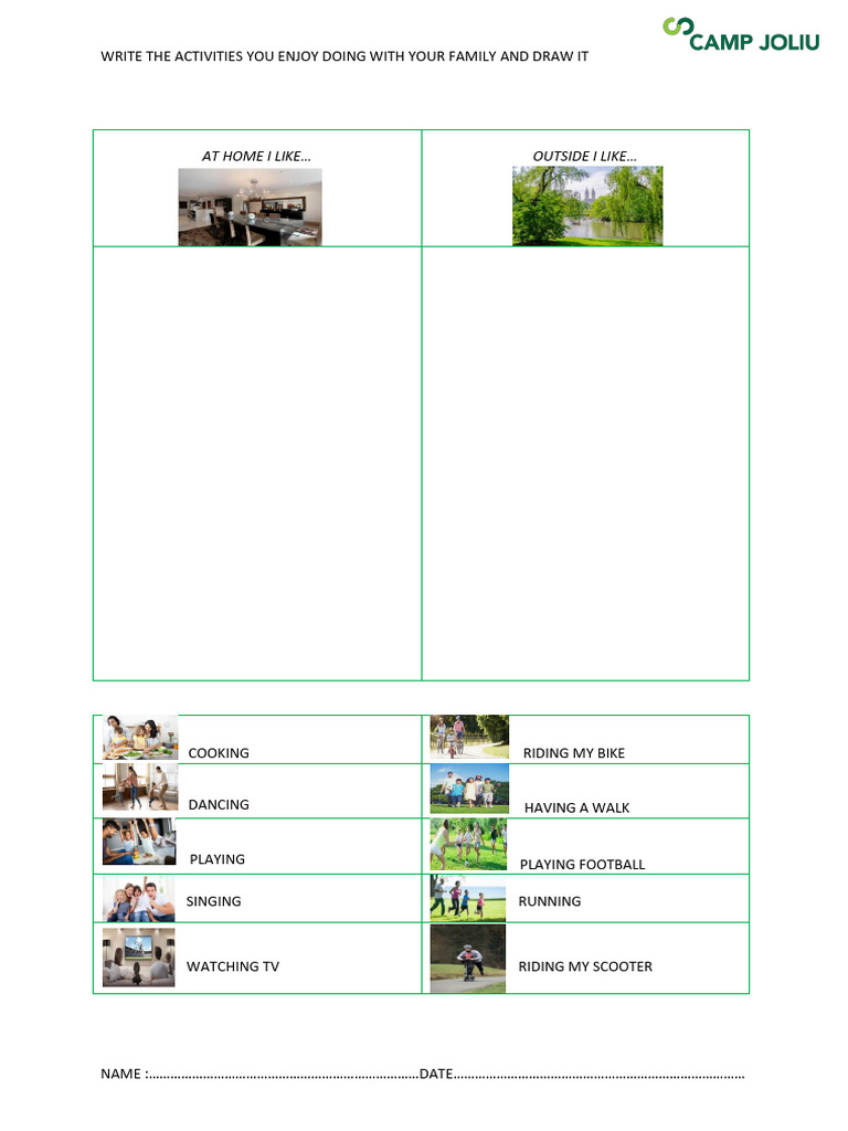 Family Activities List Template | PDF
