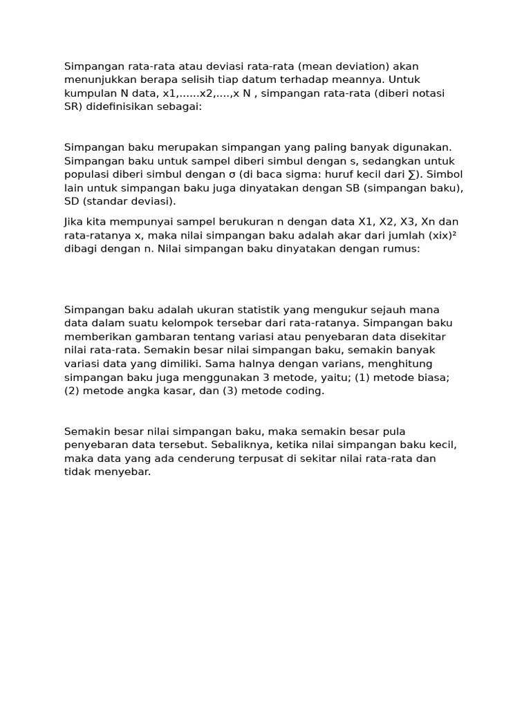 Simpangan Baku Dan Rata-Rata | PDF