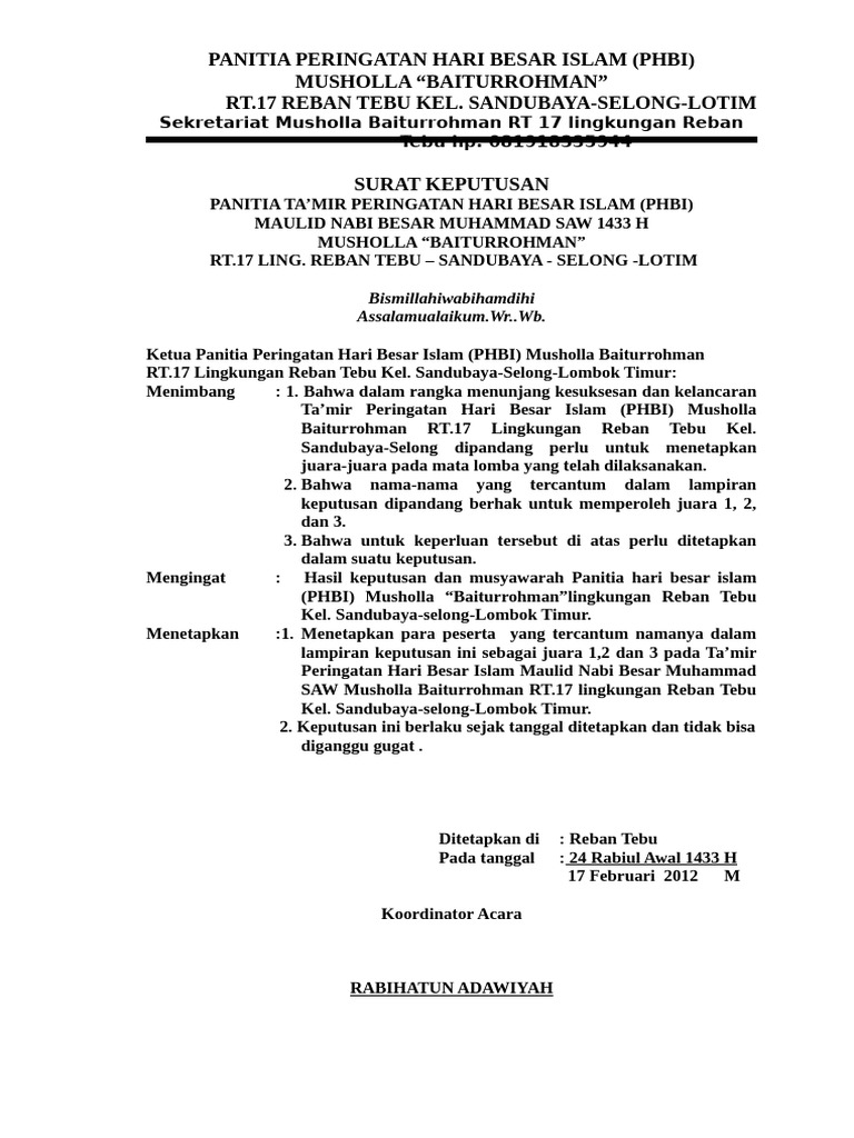 Surat Keputusan Dewan Juri | PDF