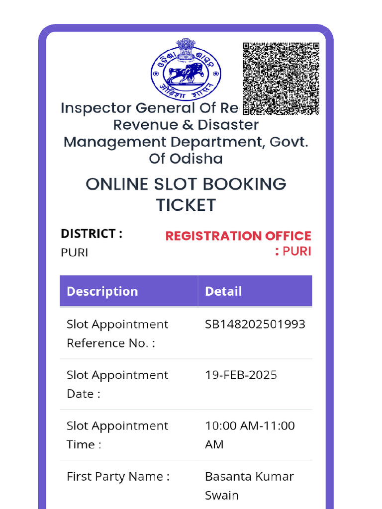 Slot Appointment | PDF
