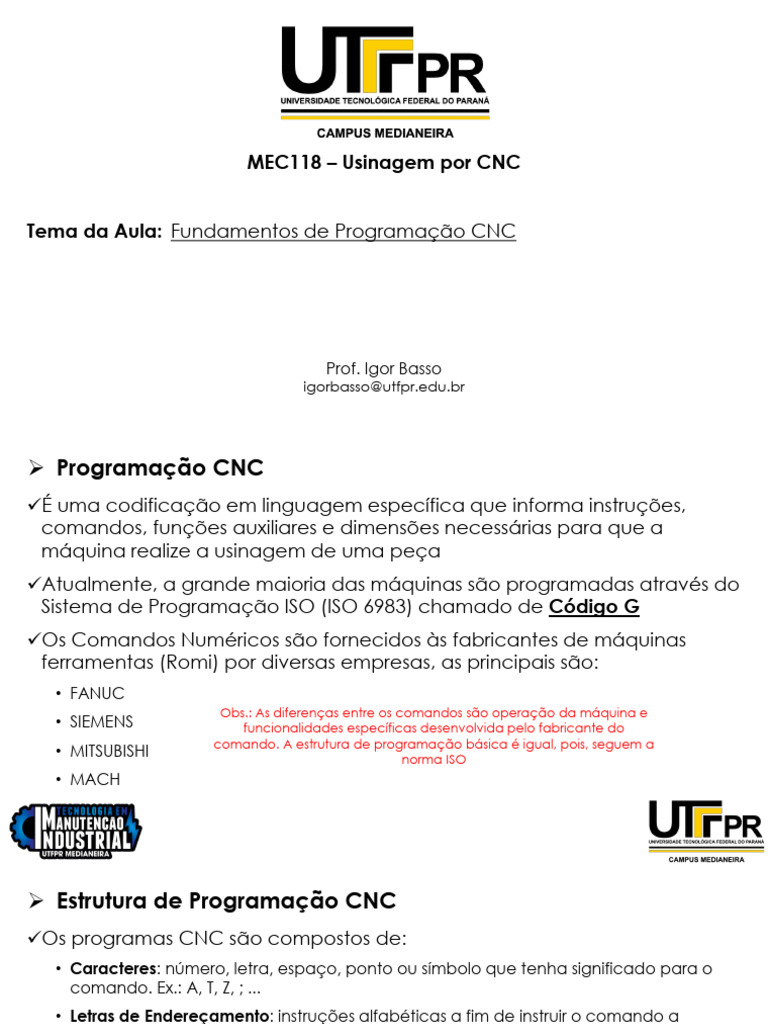Fundamentos da Programação CNC | PDF | Máquinas | Setor secundário da ...