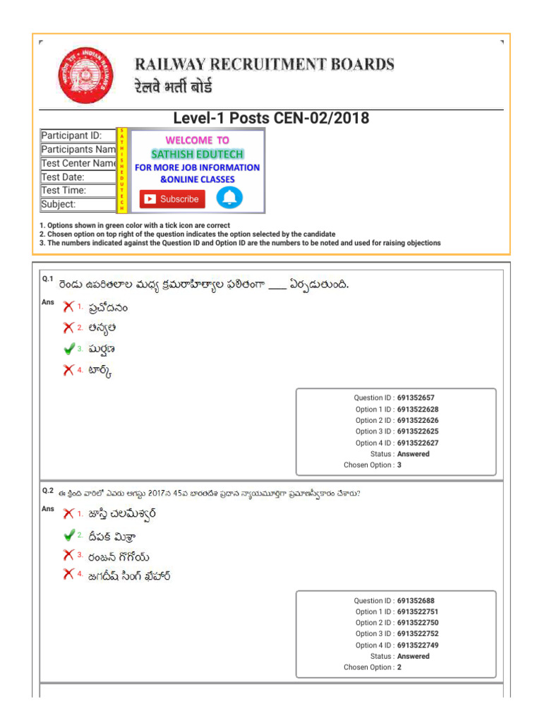 RRB Group D Question Paper?-Edited | PDF