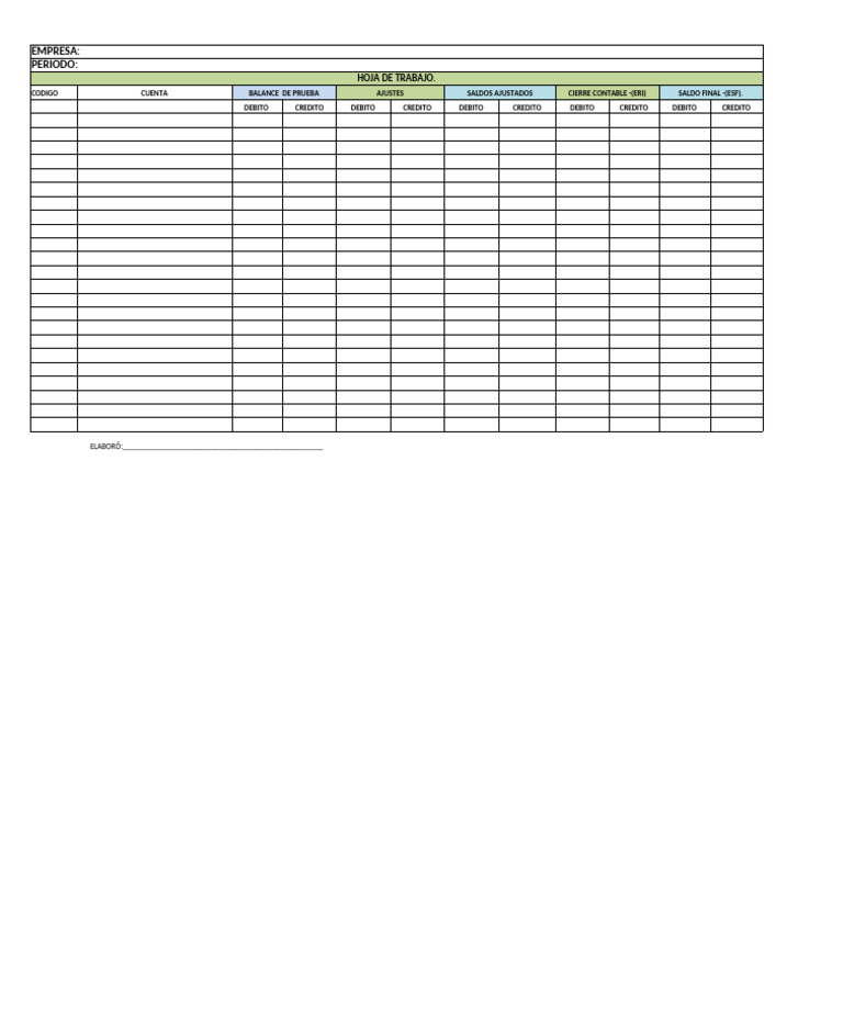 Hoja de Trabajo Contable | PDF
