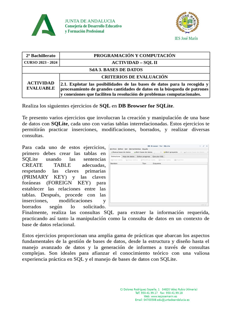 Actividad Evaluable - SQL Ii | PDF | SQL | Bases de datos