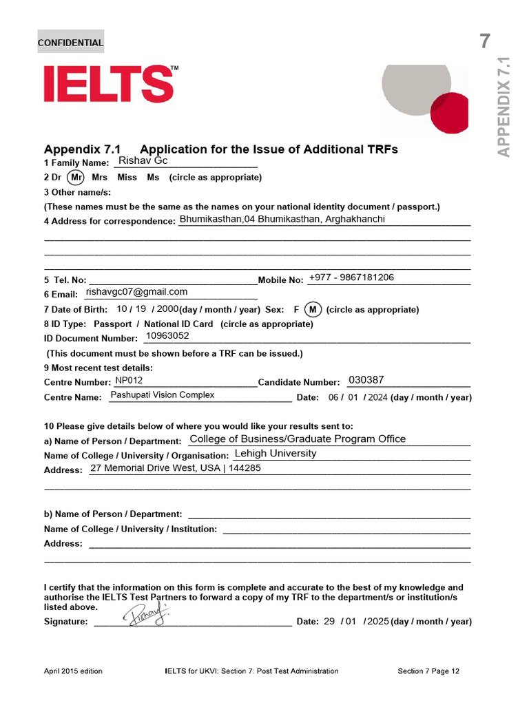 ATRF Form1 | PDF | Identity Document | Applications Of Cryptography