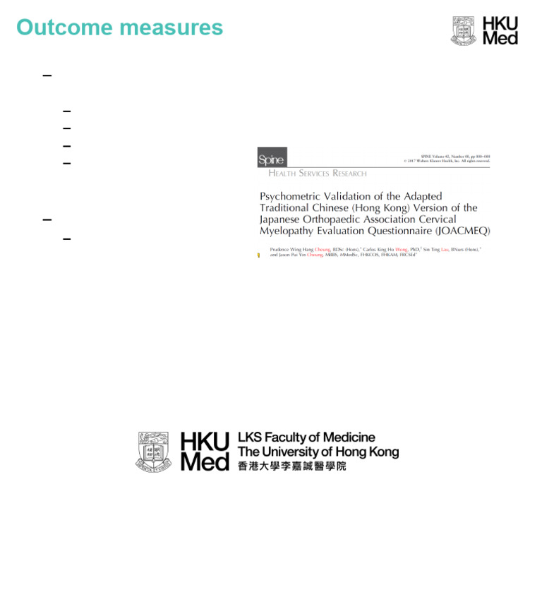 Orthopaedic Outcome Measures | PDF