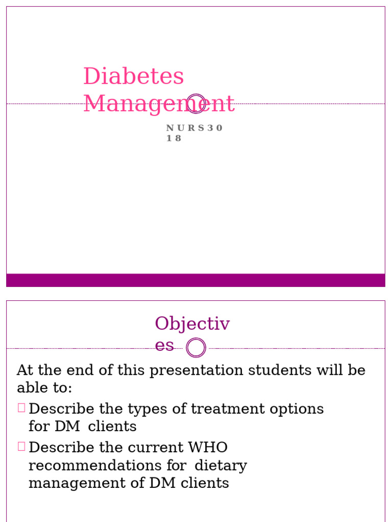 Diabetes Management - Lecture 2 | PDF | Diabetes | Diabetes Management