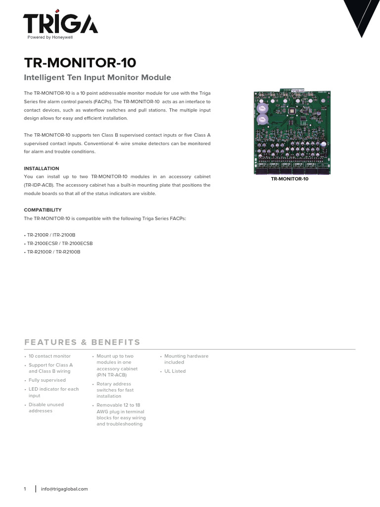 Data Sheet - TR-MONITOR-10 - Triga - UL & FM | PDF | Electricity | Manufactured Goods