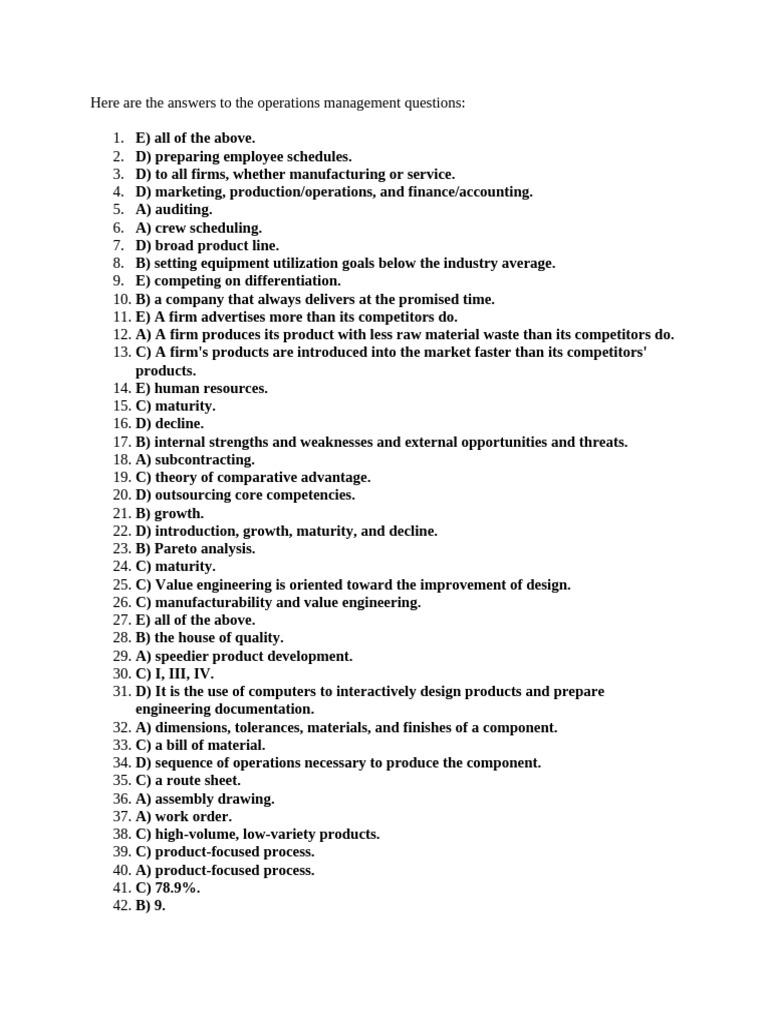 Operations Management Answers | PDF