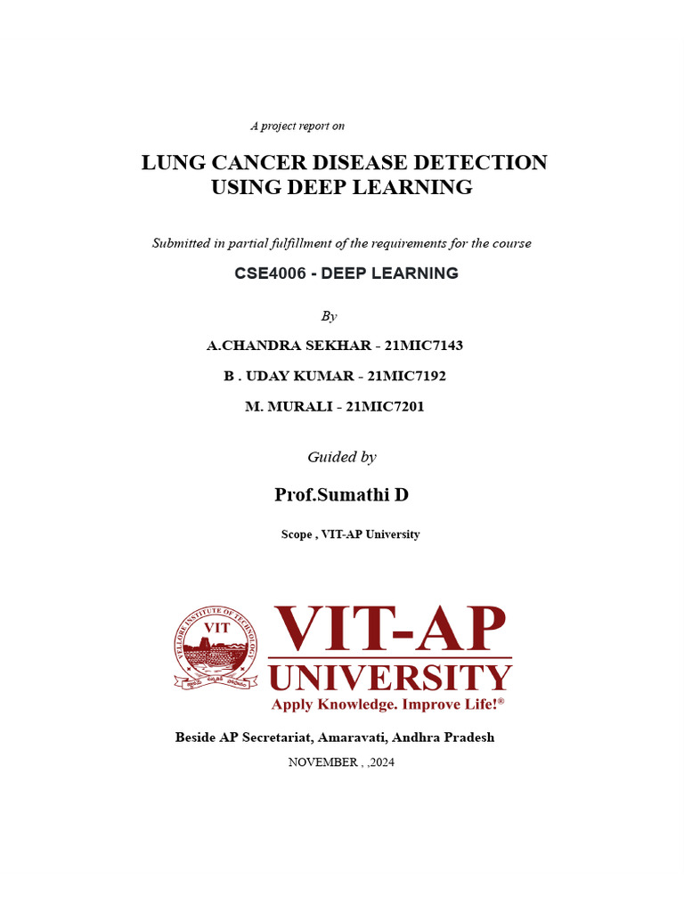 Lung Cancer Project Report | PDF | Deep Learning | Machine Learning