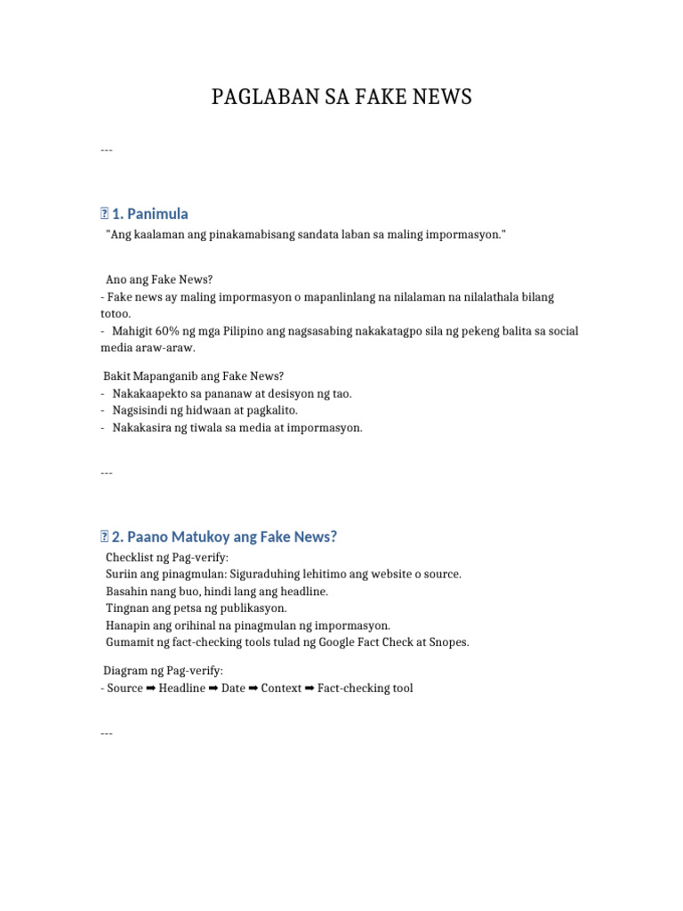 Paglaban Sa Fake News Infographic | PDF