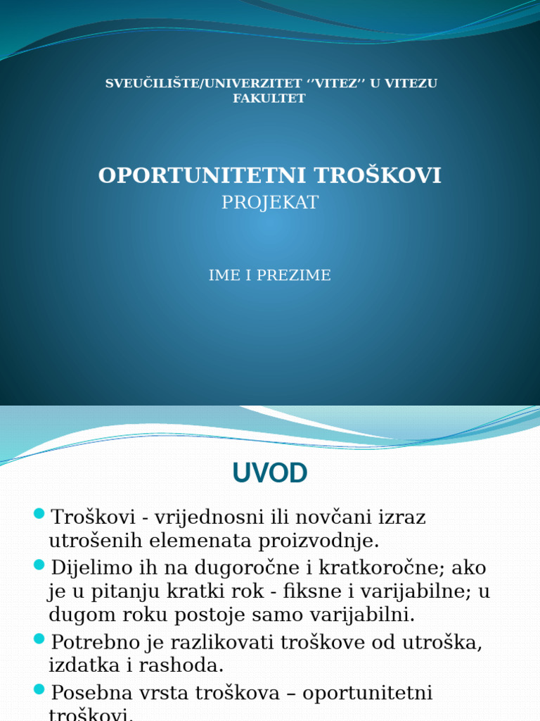Oportunitetni troskovi | PDF