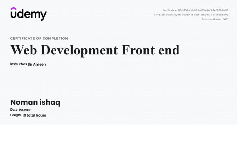 Udemy Certificate | PDF