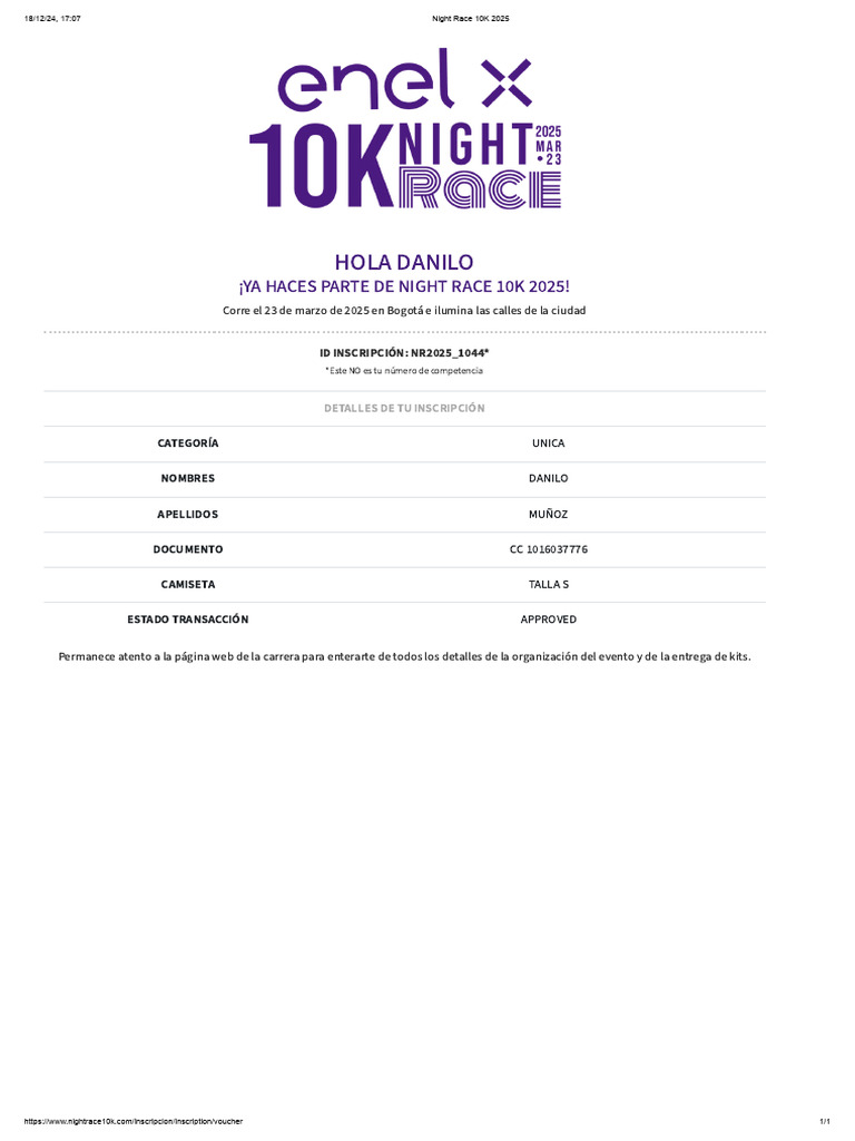 Night Race 10k 2025 - Danilo | PDF