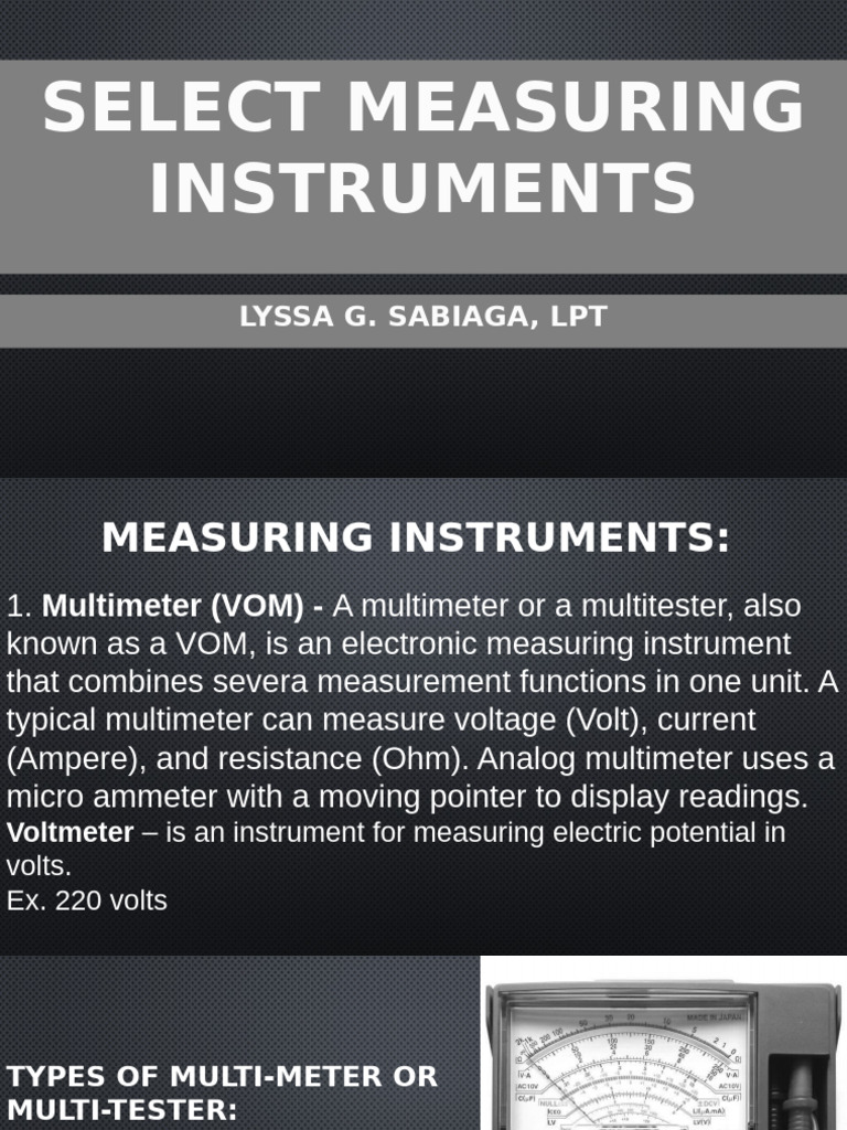 LESSON 3 Select Measuring Instruments | PDF