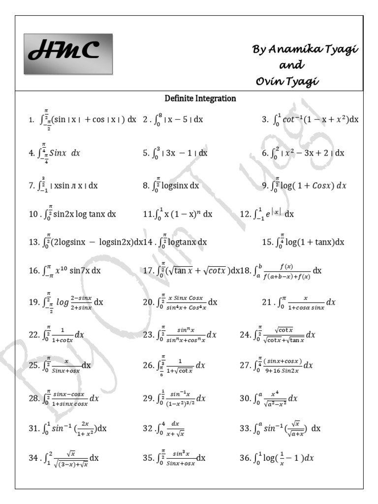 Definite Integration Problems and Solutions | PDF